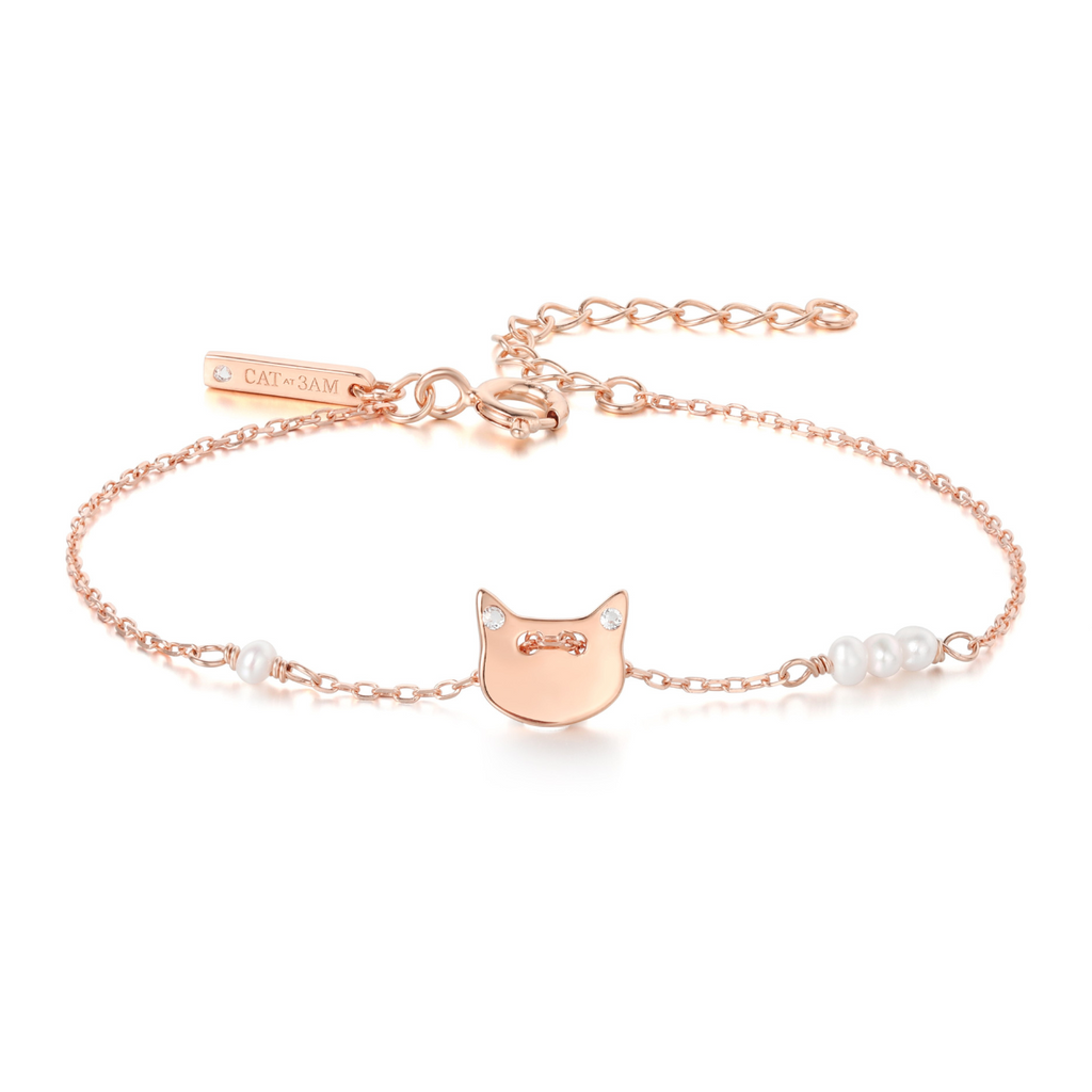Cat Topaz Bracelet with Pearl- Rose Gold – CAT AT 3AM